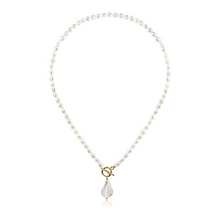 Cowlyn Irregular Pearl Pendant Necklace Handpicked Baroque Pearls Chain Chunky Sweater Necklace Strands Delicate Handmade Vintage Women Jewelry Gift