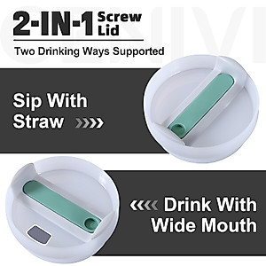 cenivi 40 Oz Tumbler With Handle And Straw, Stainless Steel Tumbler With Lid And Straw Vacuum Insulated Travel Mug 2-In-1 Lid (Straw/Flip) Cup For Hot Cold Beverages,Car,Home,Office, Dishwasher Safe