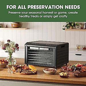 Excalibur Electric Food Dehydrator Select Series 6-Tray with Adjustable Temperature Control Includes Chrome Plated Drying Trays Stainless Steel Construction and Glass French Doors, 700-Watts, Black