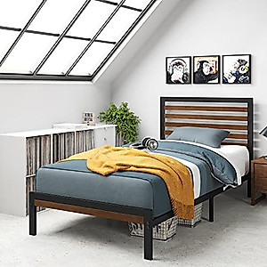 Zinus Kai Bamboo and Metal Platform Bed Frame with Headboard / No Box Spring Needed / Easy Assembly, Twin