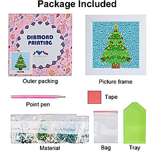 YOBEYI 5D Diamond Painting Kits for Kids Wooden Frame Diamond Arts and Crafts for Kids Mosaic Gem Stickers by Number Kits DIY Painting Arts Crafts Set Embroidery Christmas Gift (Xmas Tree)