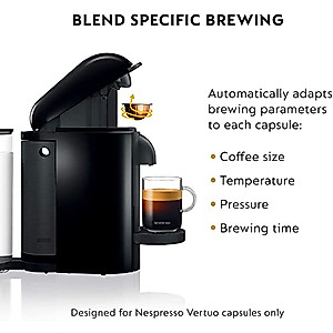 Nespresso VertuoPlus Coffee and Espresso Machine by Breville with Milk Frother,60 Fluid Ounces, Ink Black