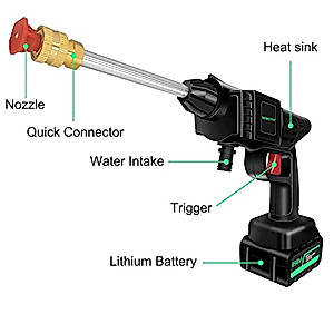 NEWSTYP 500W High Strength Wireless Pressure Washer 24V 15000Ah Wide Use Portable High Pressure Water Sprayer Multi-Function Washing Machine for Car
