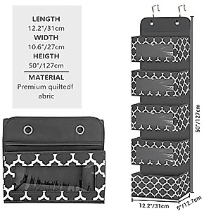 VERONLY Over the Door Hanging Organizer - Coset Door Pantry Storage with 5 Pockets, Sturdy Back of Door Organizer with 2 Metal Hooks and pvc window for Nursery, Bathroom, Bedroom, Kitchen, Dorm, RV