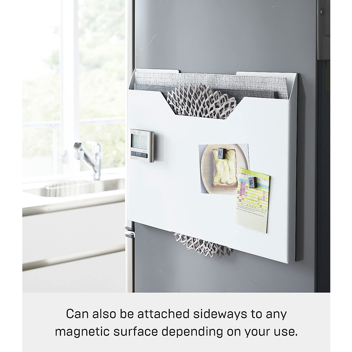 Yamazaki Home Tower Magnetic Placemat Rack/Placemat Organizer/Pocket Wall File - Steel, One Size, White