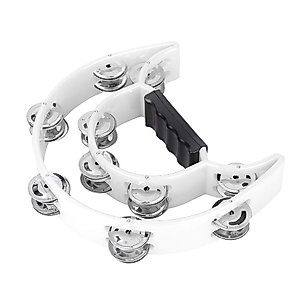 Double Jingles Tambourine, Plastic And Metal Eco-Friendly Material Percussion, Delicate Workmanship Good Texture for Friends(White)