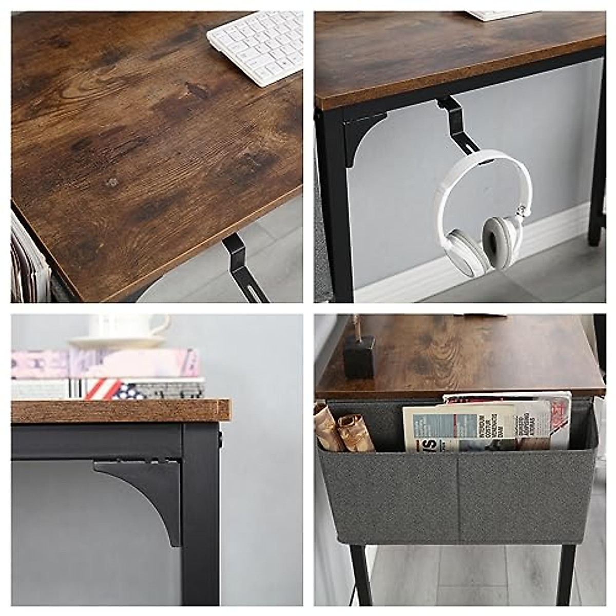 40 Inch Home Office Writing Small Desk Study Computer Desk Simple Style Pc Table Black Metal Frame Brown (40Inch, Brown)