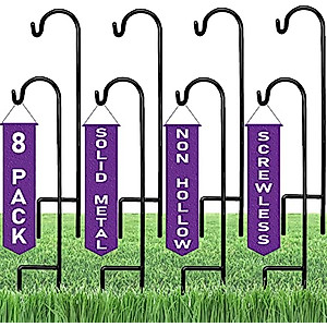 Ashman Shepherd's Hooks 35 Inch (8 Pack), Black, Made of Premium Metal for Hanging Solar Lights, Bird Feeders, Mason Jars, Christmas Lights, Lanterns, Garden Stakes and Wedding Décor.