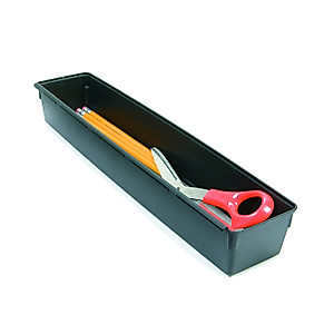 Rubbermaid No-Slip Interlocking Drawer Organizer, 3-in. x 15-in, Black with Gray Base (1994525)