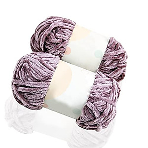 2 Roll Yarn for Knitting Crochet Velvet Yarn Knitting Yarn Fabric Cloth T-Shirt for DIY Craft Handmade Velvet Coarse Wool Thread Hook Shoe Thread Stick Needle Scarf Thread - Iris Grey 175 Yards