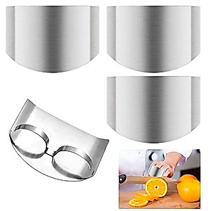 NAOKBOEE 4 PCS Stainless Steel Finger Guard, Kitchen Safe Slicing Tool for Hands, Kitchen Tool Upgraded Double Finger Protectors, Avoid Hurting When Slicing and Chopping