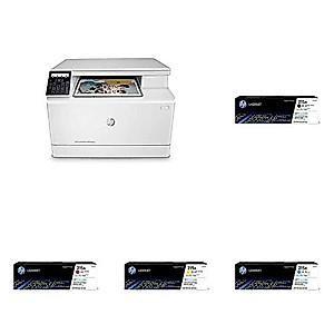 HP Color LaserJet Pro M182nw Wireless All-in-One Laser Printer, Remote Mobile Print, Scan & Copy (7KW55A) with Toner Cartridges - 4 Colors