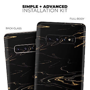 DesignSkinz Black & Gold Marble Swirl V10 Protective Vinyl Decal Wrap Skin Cover Compatible with The Samsung Galaxy S20 (Screen Trim & Back Glass Skin)