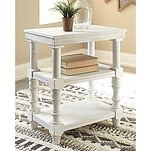 Signature Design by Ashley Dannerville Cottage Wood Accent Table with USB Plug Chargers, 28", White
