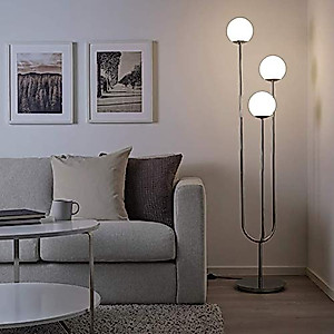 Ikea Simrishamn Floor lamp with LED Bulb Chrome Plated Opal Glass 804.377.76