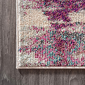 JONATHAN Y CTP102A-8 Contemporary POP Modern Abstract Brushstroke Cream/Pink 8 ft. x 10 ft. Area-Rug, Bohemian, Easy-Cleaning, for Bedroom, Kitchen, Living Room, Non Shedding