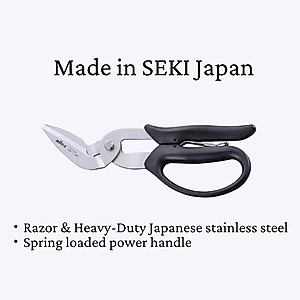 ALLEX Super Hard Spring Loaded Cardboard Scissors, Heavy Duty Shears for Thick Paper and Cardboard Box, Finest Stainless Steel Made in Japan