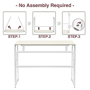Gezen Folding Desk 40'' Computer Desk for Home Office, No Assembly Office Desk Foldable Simple Study Writing Desk Table for Small Spaces(Beige, White)
