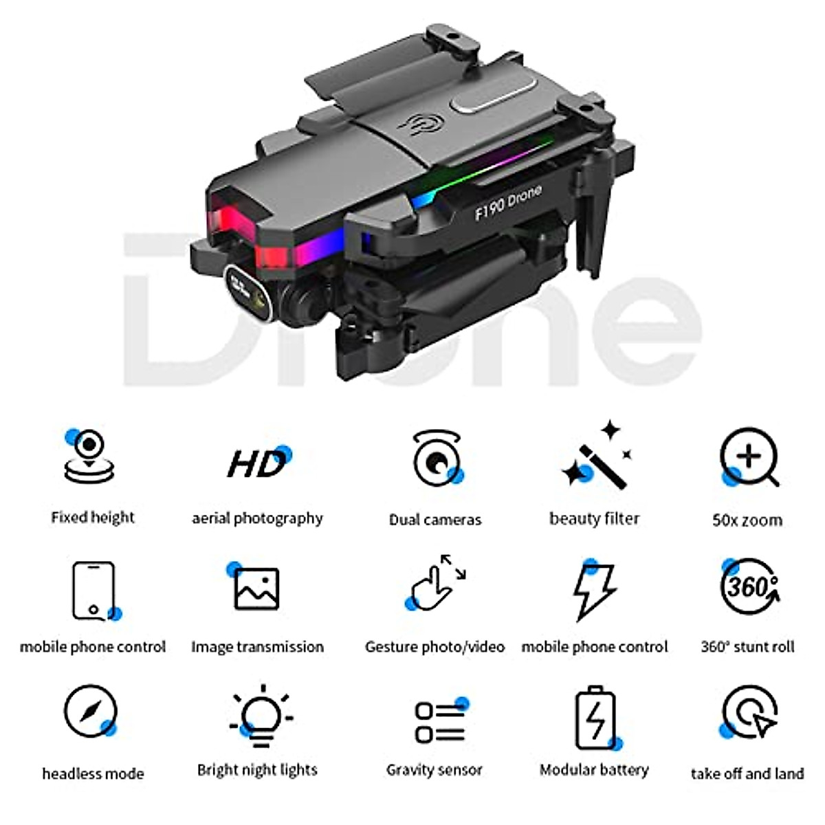 Aerial Photography Drone - RC Drone with Dual 4K HD FPV Camera and Dual Battery, Foldable Mini Remote Control Quadcopter, Altitude Hold, Headless Mode, Gifts for Women Men