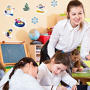 39 Pieces Winter Wonderland Mini Bulletin Board Decor Set Snowman Paper Cut Outs Snowflake Cutouts Penguin Accents Winter Header and Scenes for Classroom Decor School Christmas Winter Party Supplies