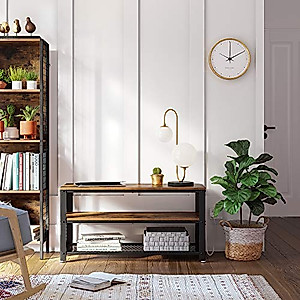 VASAGLE BRYCE TV Stand for TVs up to 43 Inches, Storage Console with Metal Shelf, Easy Assembly and Sturdy Design, Adjustable Feet, 39.4 x 15.7 x 20.3 Inches, Industrial, Rustic Brown ULTV40BX