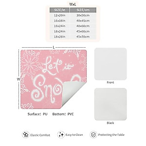 Coffee Mat for Counter, Pink Christmas Snowflakes Absorbent Hide Stain Coffee Bar Mat, Non-slip Coffee Bar Accessories Kitchen Drying Mat Fit Under Coffee Maker Espresso Machine