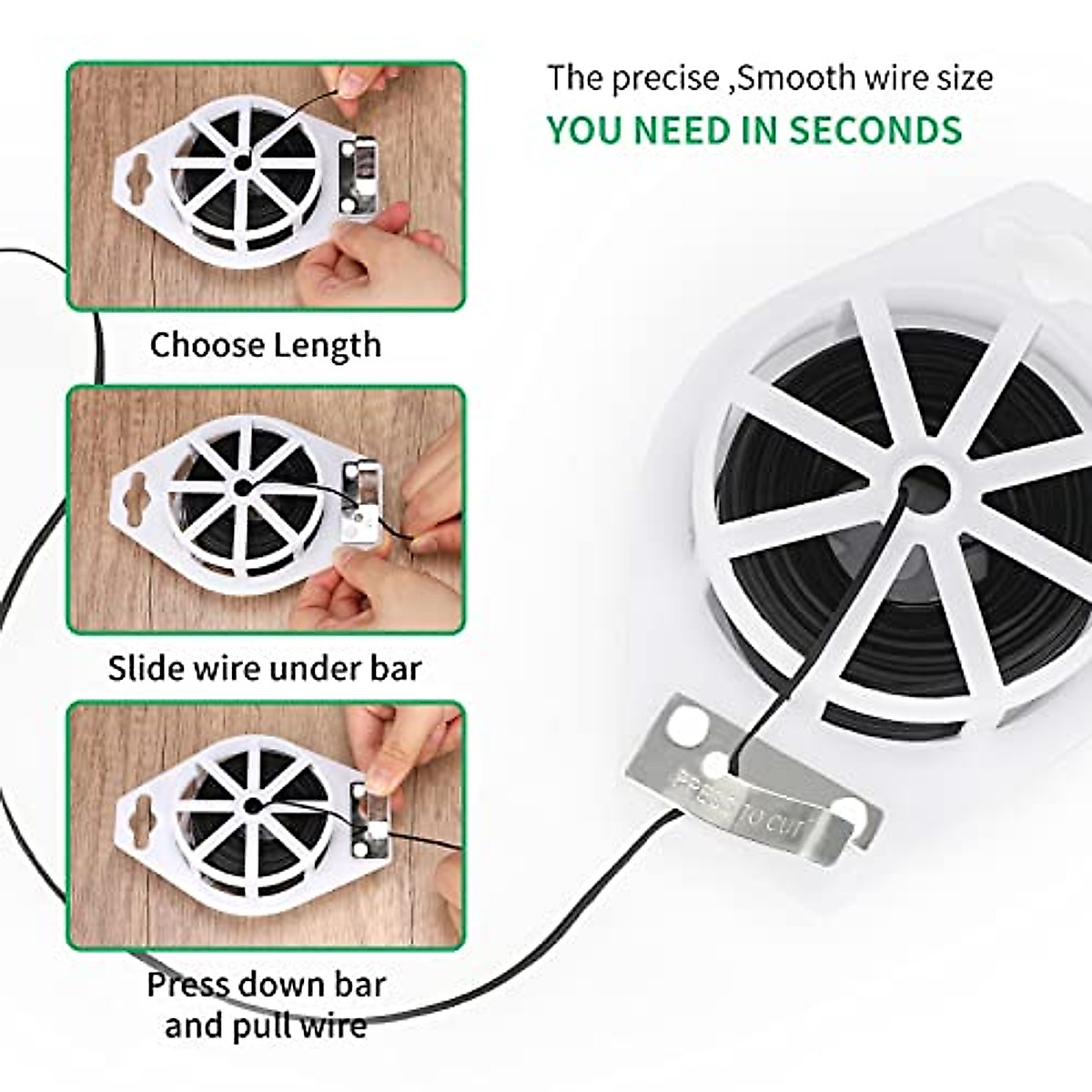 KINGLAKE GARDEN 328 FT Garden Plant Ties with Trimmer, Twist Ties,Rust Free for Gardening and Office Organization 1Pcs (Black)