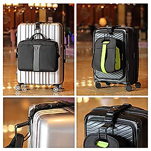 Luggage Hook Strap,J Hook for add a Bag Luggage,Multi Adjustment Bag Strap Hook with Hands Free(Black-Middle Size)