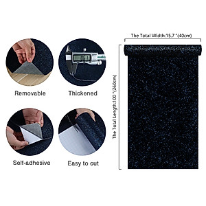 CHIHUT Black Blue Glitter Wallpaper Peel and Stick 15.7''x100'' Sparkle Glitter Contact Paper for Walls Self Adhesive Black Shiny Wallpaper Removable Fabric Wallpaper Decorative for Cabinets Crafts