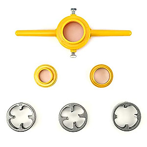 QWORK NPT Die Set, 6Pcs PVC Thread Maker Tool,Pipe Round Die Set, Pipe Threader Plumbing Tool, Three Maker Size: 1/2", 3/4", 1"