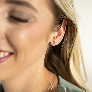 CZ Paved Bar Hook Suspender Earrings 14K Gold Plated