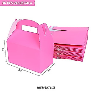 Pink Party Favor Boxes 30pcs Thickened Paper Gift Gable Treat Box Candy Goodie Bags for Kids Birthday Parties Supplies Decorations, Neon Ink