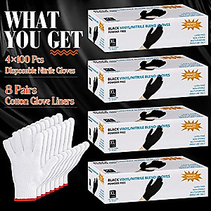 Janmercy 400 Pcs Disposable BBQ Gloves Grilling Gloves with 8 Pairs Cotton Liners Gloves Heat Resistant Cooking Gloves Reusable Latex Free Nitrile Gloves for Cooking Barbecue