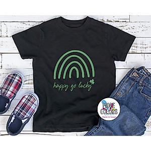 Happy Go Lucky Toddler, Kids St Patricks Day Shirt, Toddler Shirts for Girls (Black)