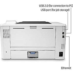 HP Laserjet Pro M404n Black and White Single-Function Wired Laser Printer, White - Print only - 2-line LCD Display, 40 ppm, 4800 x 600 dpi, Ethernet, Hi-Speed USB, Cbmoun Printer_Cable