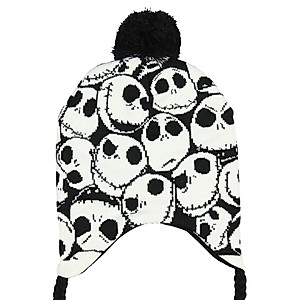 Nightmare Before Christmas Jack Skellington Allover Print Laplander Beanie White