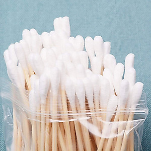600 pk Bamboo Cotton Buds (6 x 100) by ZHIYE, 100% Biodegradable Cotton Swab with Wooden Handles for Ear Cleaning,Makeup Cleaning,Keyboard Cleaning,Wound Cleaning etc