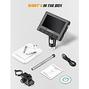 4.3 Inch Coin Microscope,ANNLOV 50X-1000X Magnification LCD Digital Microscope with 8 Adjustable LED Lights for Kids and Adults for Coin/Stamps/Plants/Soldering