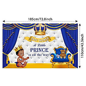 Royal Prince Baby Shower Decoration for Boys, Royal Blue Baby Shower Backdrop Photography Background for Boys Prince Baby Shower Birthday Party Supplies