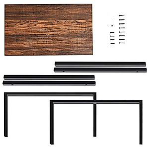 Tangkula Sofa Side Table C Shaped Table, Vintage Couch Table Sofa Side Table for Coffee Snack Laptop, Living Room TV Tray End Table
