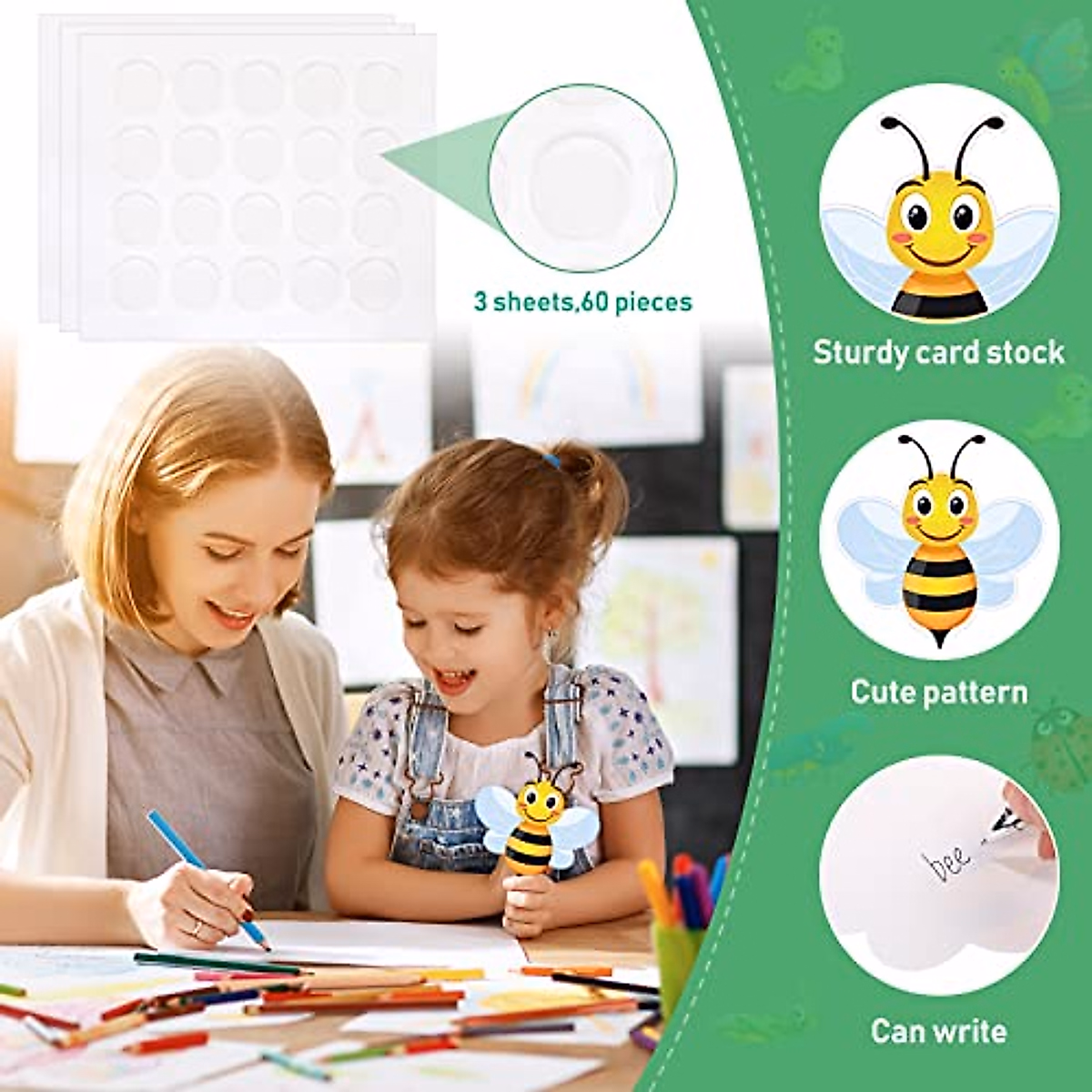 Pajean 45 Pcs Bugs Bulletin Board Cutouts Insect Bug Mini Accents Card Theme Summer Classroom Decoration Butterfly Bee for Early Childhood Teacher Student School Party Supplies