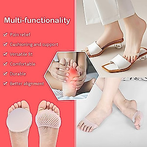 Metatarsal Pads for Women and Men - AMODOST Ball of Foot Cushions Shoe Pads for High Heels - Soft Gel and Silk Reusable Forefoot Heel Pads Feet Pain Relief - 4 Pairs