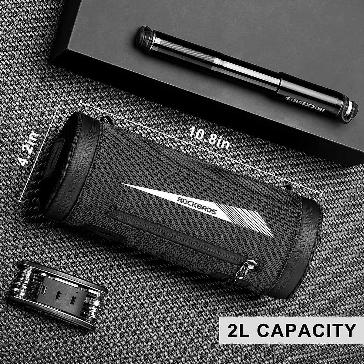 ROCKBROS Bike Handlebar Bag Front Frame Bag Bike Basket Storage Bag Bicycle Top Tube Bag Lightweight with Shoulder Straps for Road Mountain Bike Cycling Travel