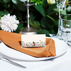 Whaline 100Pcs Floral Place Cards 2 x 3.5 Inch Vintage Wildflower Tented Cards Blank Table Name Sign for Wedding Banquet Bridal Baby Shower Birthday Party Table Setting Supplies