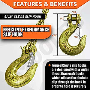 YATOINTO 2-Pack Grade 80 Trailer Safety Chain 35 Inch with 5/16'' Clevis Snap Hook and Chain Retainer | Transport Chain WLL 5,300 lbs for Towing