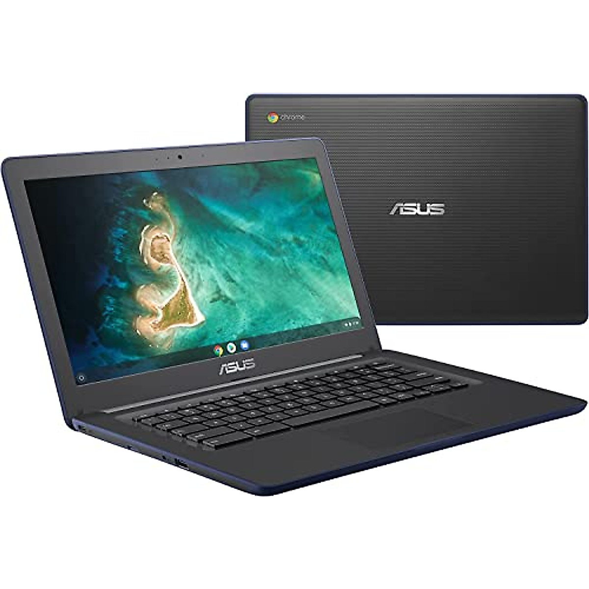 Newest ASUS 14" Rugged & Spill Resistant Chromebook, Education Edition, Military-STD Durability, Intel N3350, 4G RAM, 64G Space(32G eMMC+32G Card), WiFi, Bluetooth, Webcam, DarkBlue, Chrome OS, JVQ MP