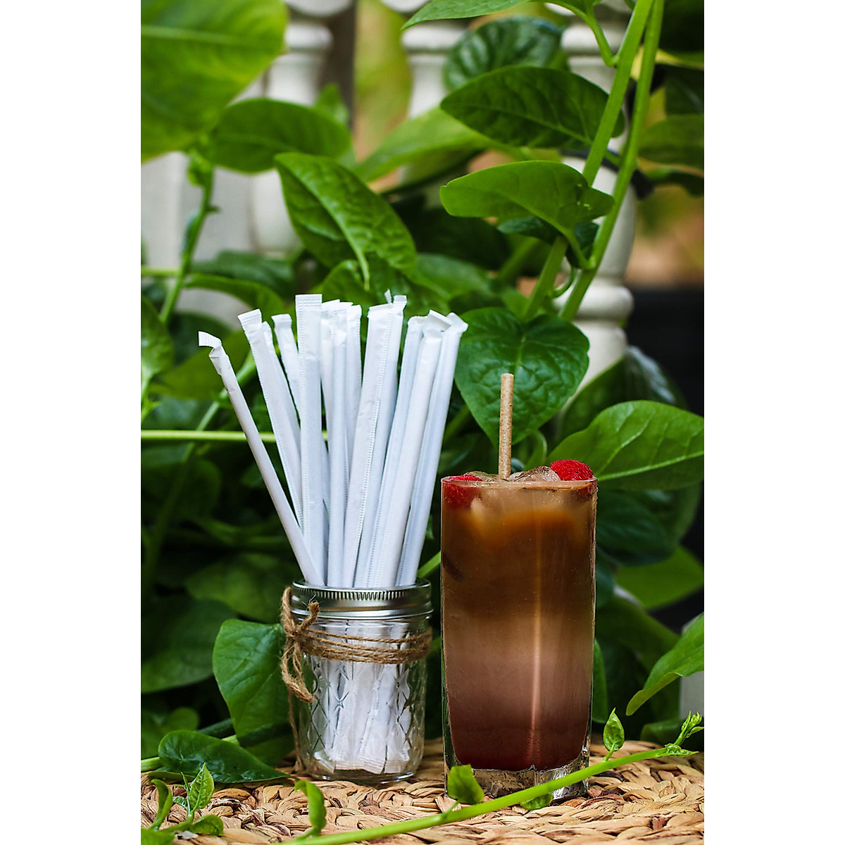 AGAVE FIBER STRAWS - 100ct Individually Wrapped Biodegradable 8.2" Straws by Ecoware. Plant Based, Eco-friendly, 100% Recyclable, Alternative to Paper & Plastic Straws