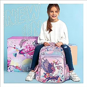 Robhomily Unicorn Backpack for Girls School Backpack for Girls Preschool Backpack for Girls,Cute Girl backpack Lightweight Purple 16 Inch
