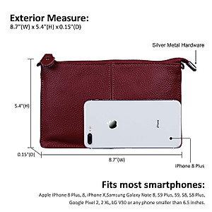 befen Women's Smartphone Leather Wristlet Crossbody Wallet Clutch with Crossbody Strap/Wrist Strap - Fit iPhone 15 Pro Max - Jester Red