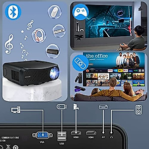 5G WiFi Projector Native 1080p Bluetooth Smart Projectors 4K Supported, 10,000 High Lumen & 300'' Display Projector Indoor Outdoor Movie Party Office, Compatible with Android/iOS/Laptop/DVD/TV Stick